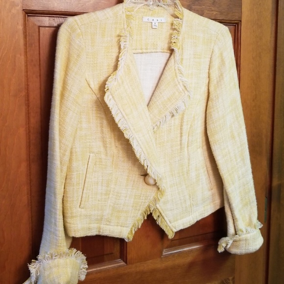 CAbi | Jackets & Coats | Cabi Pale Yellow Cropped Jacket Sz M | Poshmark